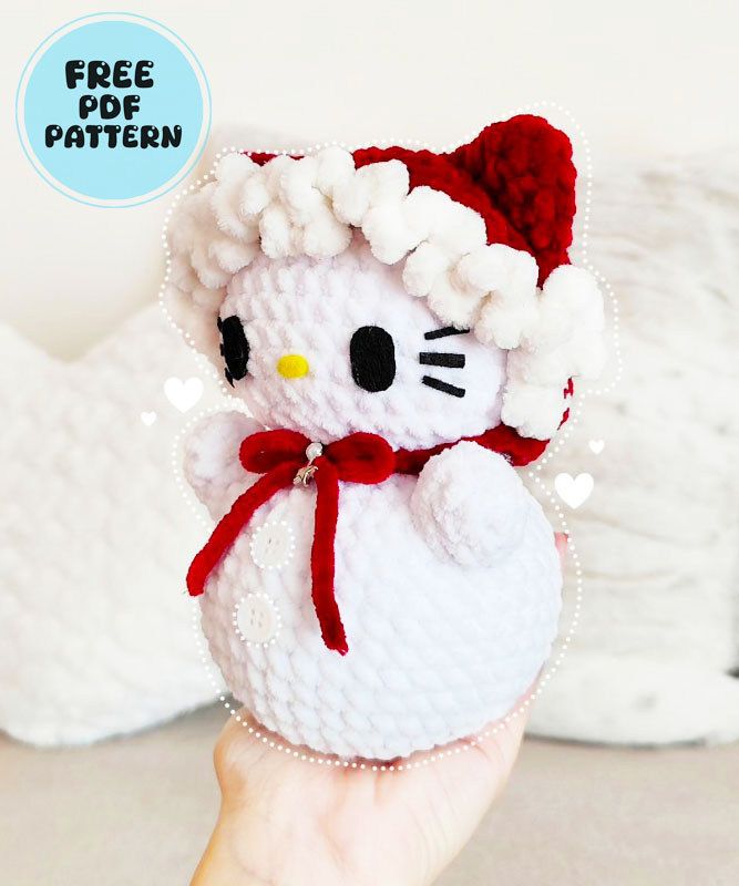 Hello Kitty Snowman with Bonnet and Scarf Crochet Pattern